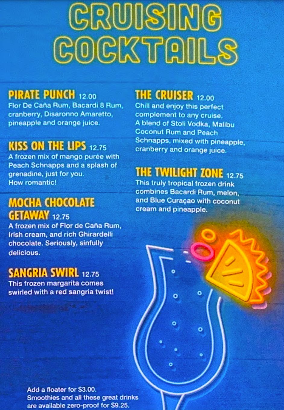 Carnival Drinks Menu And Prices Revealed! - CruiseOverload